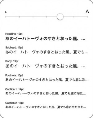 iOS Dynamic Type設定アプリでの文字サイズ設定と画面表示サイズの関係
